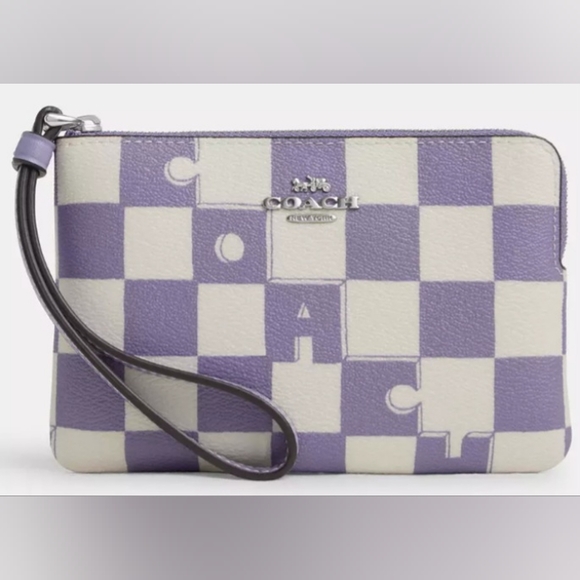 Coach | Bags | Nwt Coach Corner Zip Wristlet With Checkerboard Print ...